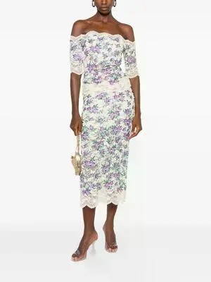 Rabanne Embroidered Lace Midi Skirt