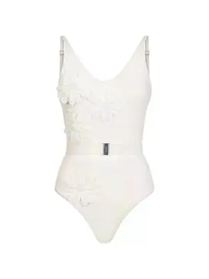 BIKINVILLE Floral-appliqué Swimsuit - White