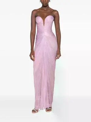 MARIA LUCIA HOHAN Strapless Plunging V-neck Maxi Dress - Pink