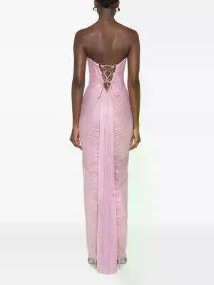 MARIA LUCIA HOHAN Strapless Plunging V-neck Maxi Dress - Pink