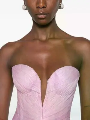 MARIA LUCIA HOHAN Strapless Plunging V-neck Maxi Dress - Pink