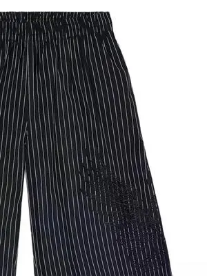 DIESEL® Pinstripe Embroidered Wide-leg Shorts - Black