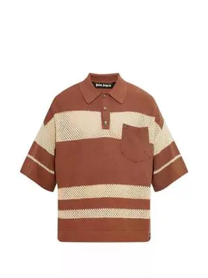 Palm Angels Striped Mesh-knit Polo Shirt