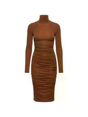 Elisabetta Franchi Long-sleeved Midi Dress With Ruched Detailing