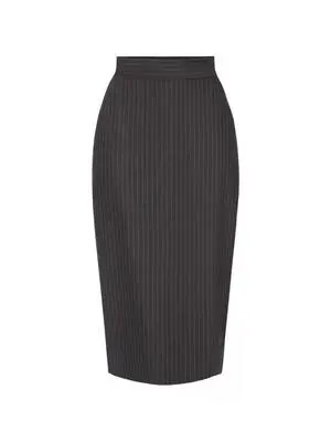 Elisabetta Franchi Pinstriped Cool Wool Midi Skirt