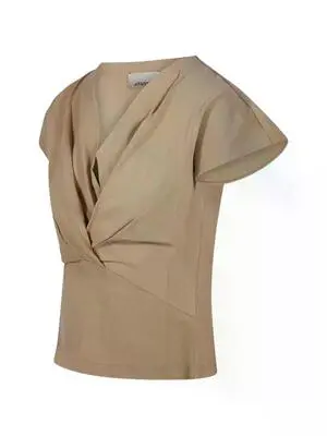 MARANT ETOILE Twist-detail V-neck T-shirt - Neutrals