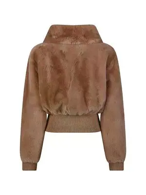 Pinko Croc-effect Trim Faux-fur Jacket