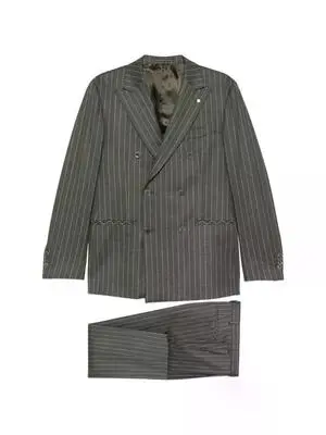 LUIGI BIANCHI Double-breasted Pinstripe-pattern Suit - Grey