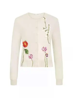 Oscar De La Renta Botanical-threadwork Cardigan