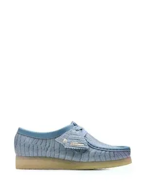 Clarks Wallabee Croc-effect Leather Derby Shoes - Blue
