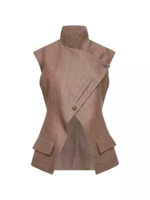 BATAKOVIC Asymmetric Portofino Vest - Brown