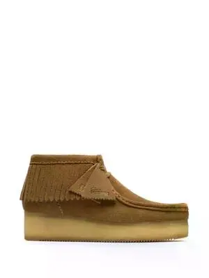 Clarks Wallabee Wedge Fringe Boots - Brown