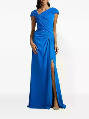 Tadashi Shoji Mireya Ruched Gown With Draped Detail - Blue