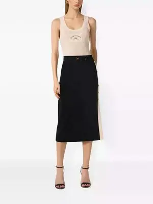 Elisabetta Franchi Logo-patch Ribbed-knit Top