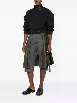 Sacai Pleated-overlay Cropped Trousers