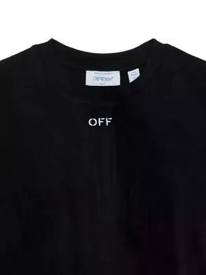 Off-White Ribbed Cropped T-shirt With Logo - Black
