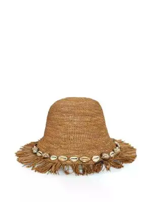 Alanui Shell-embellished Fringed Hat - Neutrals