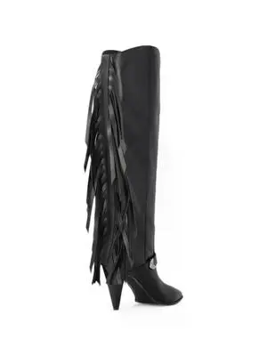 Pinko Fringe Detail Leather Boots
