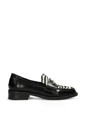 MEXX Zebra-print Loafers With Gold-tone Plaque - Black