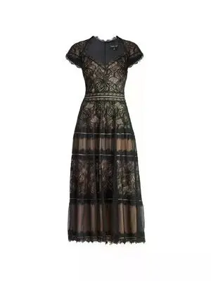 Tadashi Shoji Maelle Lace-overlay Tiered Midi Dress - Black