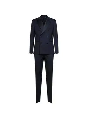 LARDINI Double-breasted Peak-lapel Suit - Blue