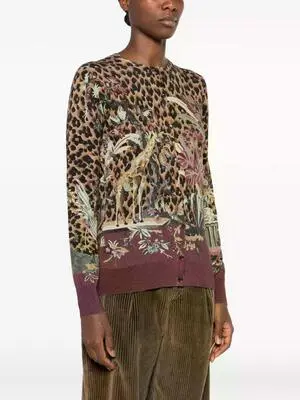 Etro Leopard-print Floral-intarsia Cardigan