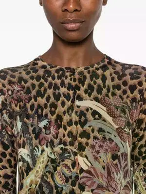 Etro Leopard-print Floral-intarsia Cardigan