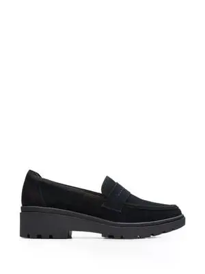 Clarks Calla Ease Suede Loafers - Black