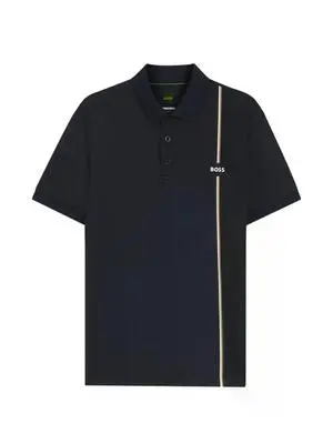 BOSS Active Quick-dry Polo Shirt With Signature Stripe - Blue
