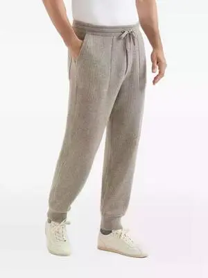 Brunello Cucinelli Cashmere English Rib Knit Joggers - Neutrals