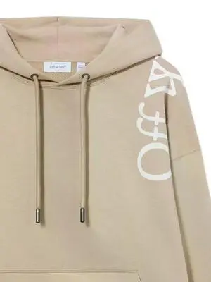 Off-White Cotton Logo Print Hoodie - Neutrals
