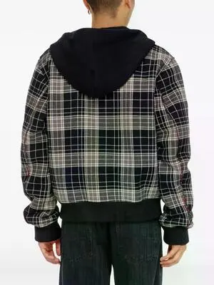 DIESEL® Check Flannel Bomber Jacket With Teddy Interior And Hood