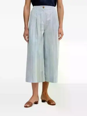 BENETTON Striped-pattern Wide-leg Cropped Trousers - Blue