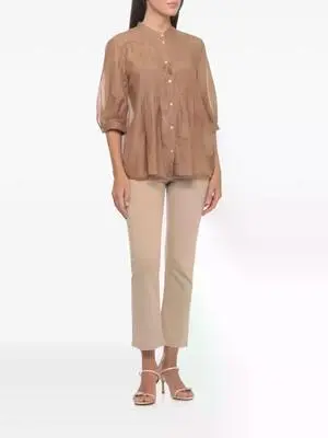 EMME Emmgiga Pleated Puff-sleeve Shirt - Brown