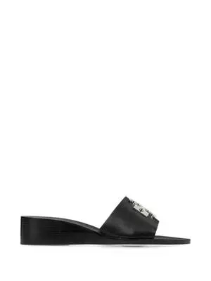 Tory Burch Charlie Logo-plaque Wedge Sandals - Black