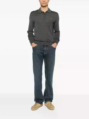 Etro Pegasus-embroidered Long-sleeve Polo Shirt