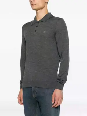Etro Pegasus-embroidered Long-sleeve Polo Shirt