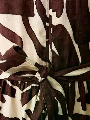 BENETTON Leaf-print Belted V-neck Dress
