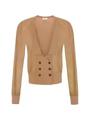Elisabetta Franchi Knit And Mesh Cardigan - Neutrals