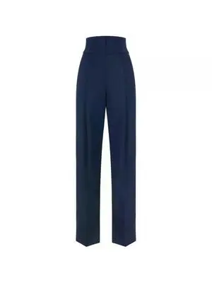 Elisabetta Franchi High-waisted Gabardine Trousers - Blue