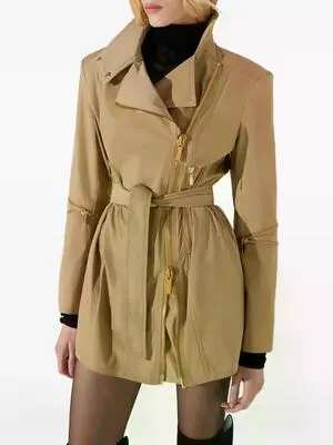 Elisabetta Franchi Taffeta Voile Jacket With Architectural Design And Gold Metal Zips