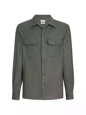 Brunello Cucinelli Virgin Wool Flannel Overshirt With Spread Collar And Chest Pockets