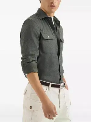 Brunello Cucinelli Virgin Wool Flannel Overshirt With Spread Collar And Chest Pockets