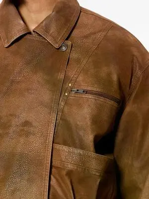 MARANT ETOILE Belma Distressed Leather Jacket