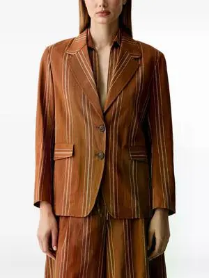 BENETTON Pinstripe-pattern Notched-lapel Blazer - Brown