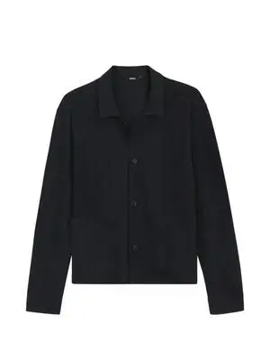 BOSS Relaxed-fit Overshirt In Striped Cotton - Black