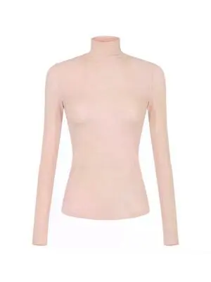Elisabetta Franchi Lightweight Jersey Turtleneck Top With Ribbed Inserts - Neutrals