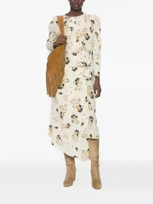 Isabel Marant Étoile Zarga Floral Print Puff Sleeve Blouse - Neutrals