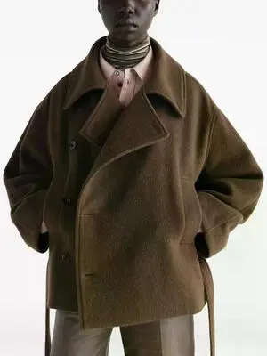 LEMAIRE Short Wrap Coat In Felted Wool And Alpaca Blend