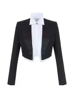 Elisabetta Franchi Cool Wool Cropped Jacket With Sleeveless Shirt